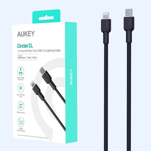 Aukey 1.8M Nylon Braided USB-C to Lightning Cable with Kevlar Core CB ...