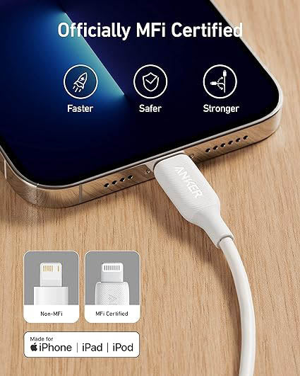 Anker Powerline 3' USB-A To Lightning Connector - White – C2 Wireless